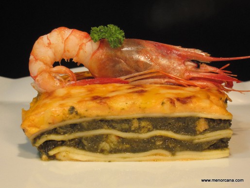 Lasaña de espinacas y gambas - Ana en la cocina