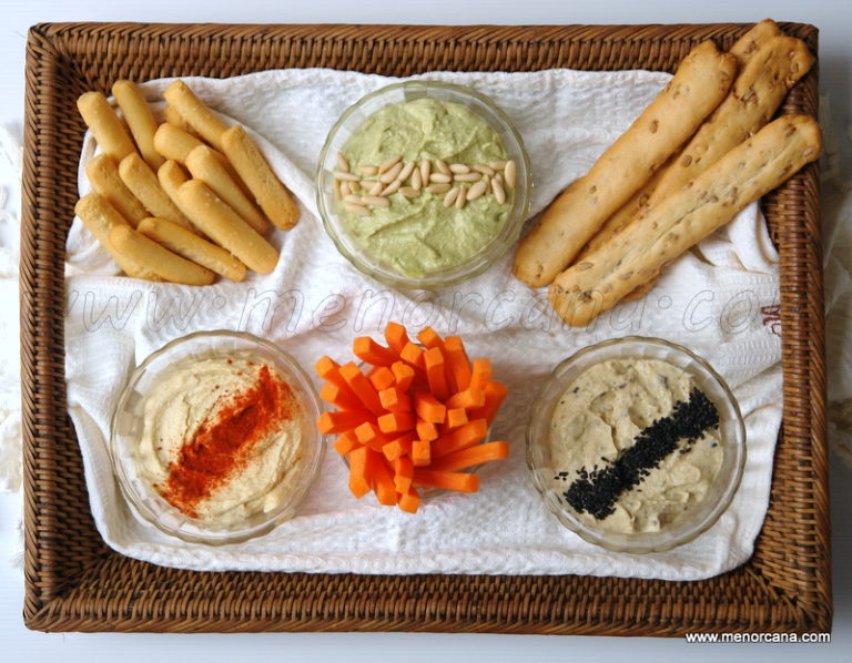 Trio de hummus (natural, pesto y trufa) - Ana en la cocina